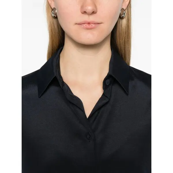 Max Mara Silk Stretch Button-up Blouse - Blue