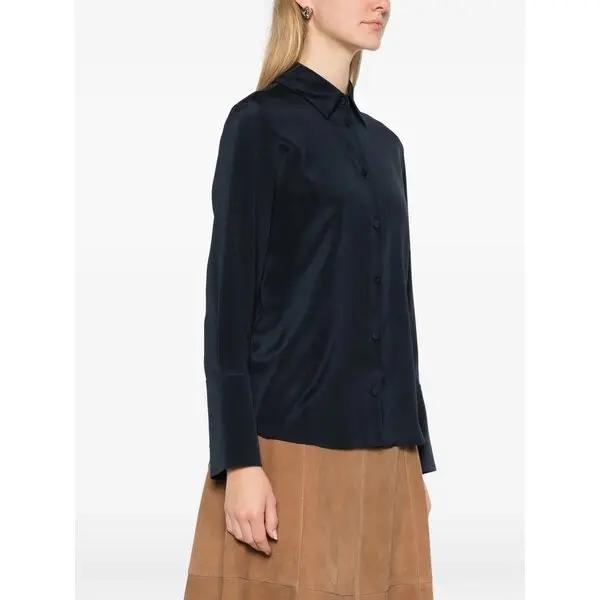 Max Mara Silk Stretch Button-up Blouse - Blue