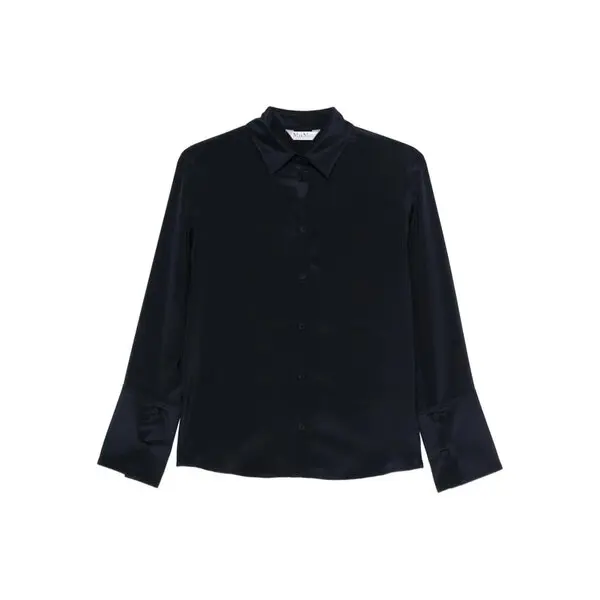 Max Mara Silk Stretch Button-up Blouse - Blue