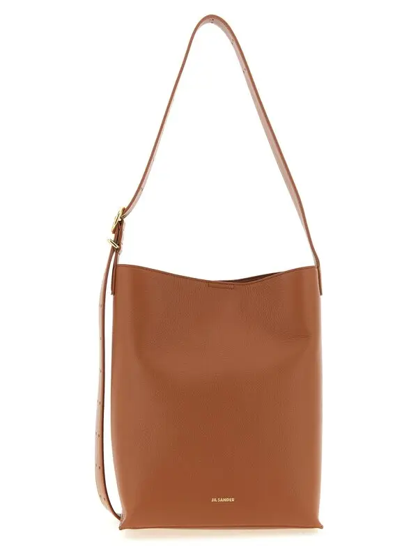 JIL SANDER Cannolo Leather Shoulder Bag - Brown