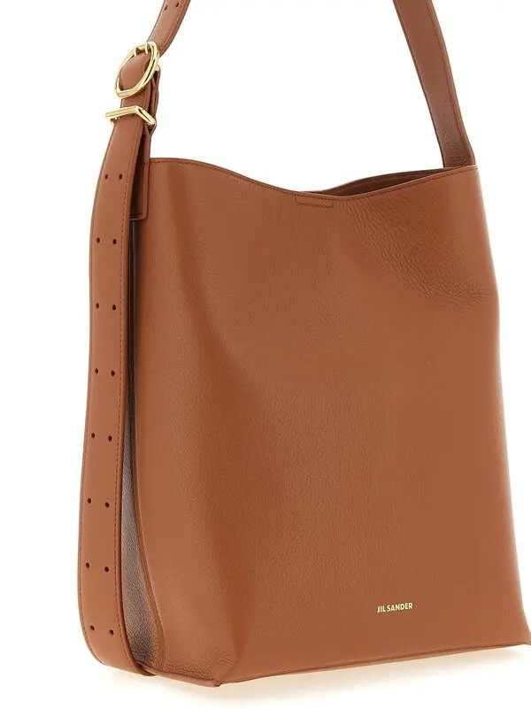 JIL SANDER Cannolo Leather Shoulder Bag - Brown