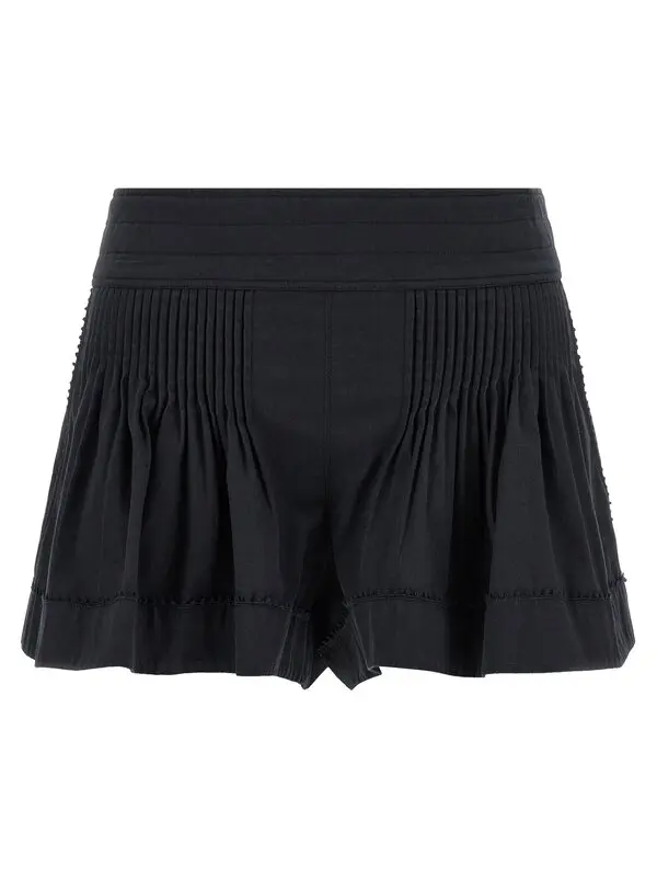 Isabel Marant Étoile Cybila Pleated Cotton Shorts - Black
