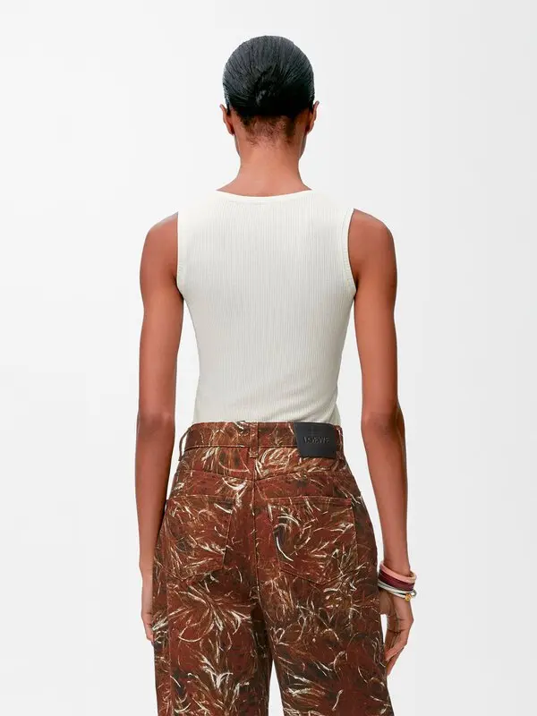 Loewe Anagram Ribbed Silk Tank - White