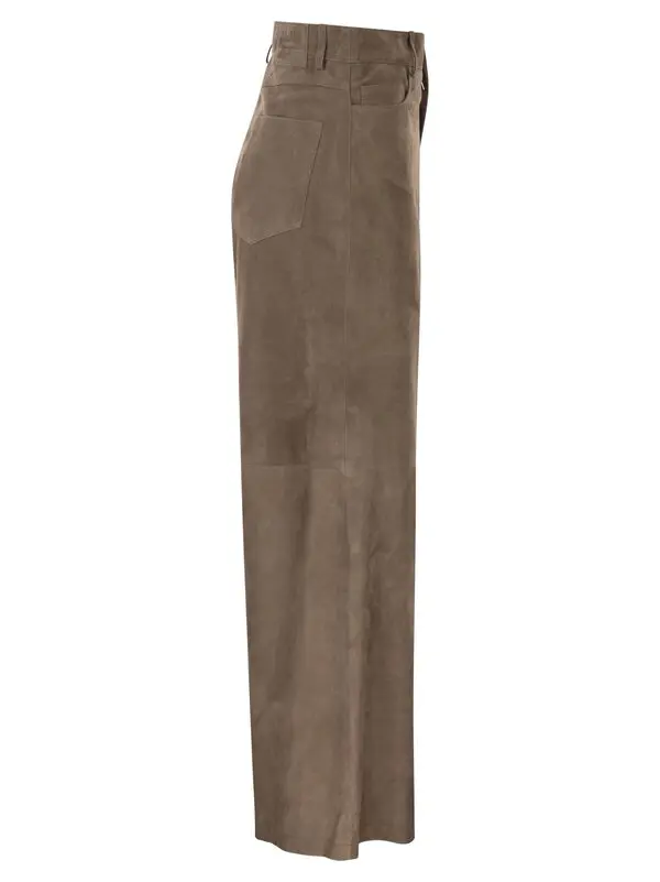 Max Mara Wide-leg Lambskin Trousers - Brown