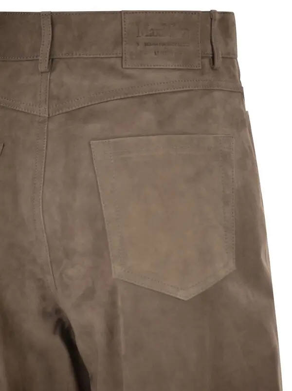 Max Mara Wide-leg Lambskin Trousers - Brown