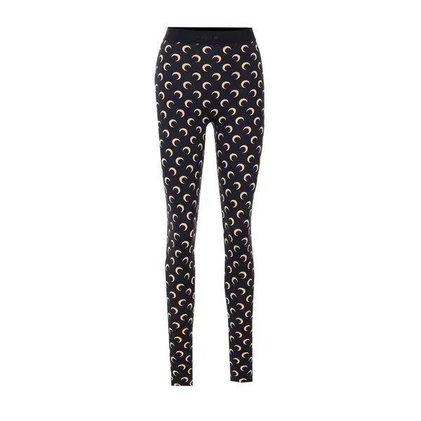 MARINE SERRE Recycled Moon Jersey Stirrup Leggings - Black