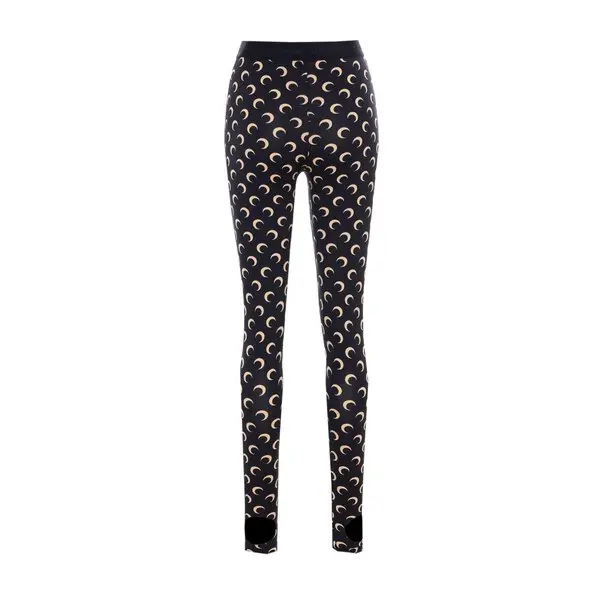 MARINE SERRE Recycled Moon Jersey Stirrup Leggings - Black