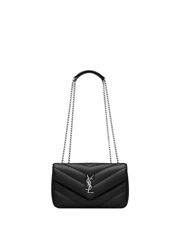 Saint Laurent Loulou Small Chain Bag In Matelassé Lambskin - Black