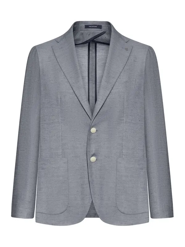 Tagliatore Monte Carlo Tailored Linen Blend Jacket - Blue
