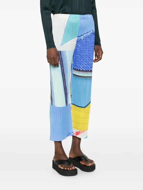 Issey Miyake Geometric Print Pleated Trousers - Multicolor