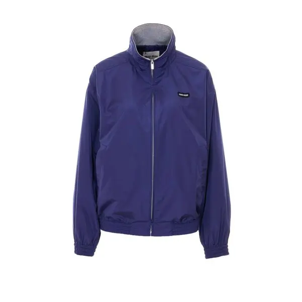 Miu Miu Popeline Blouson With Logo - Blue