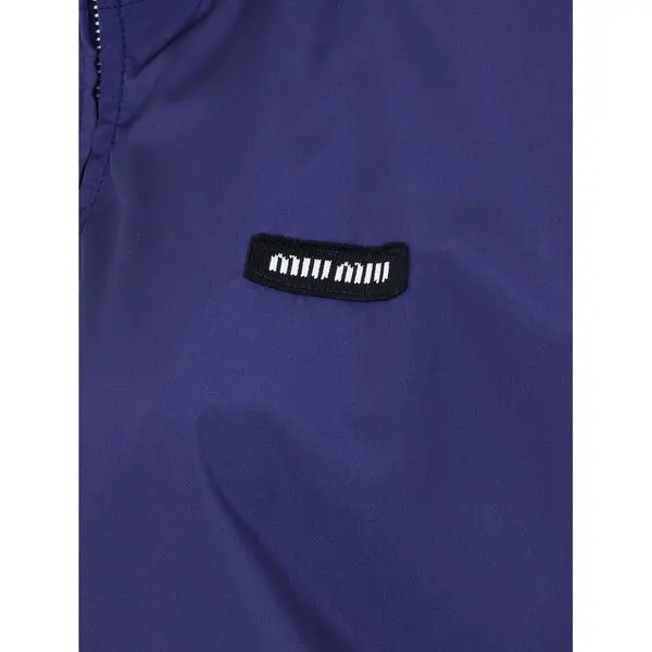 Miu Miu Popeline Blouson With Logo - Blue