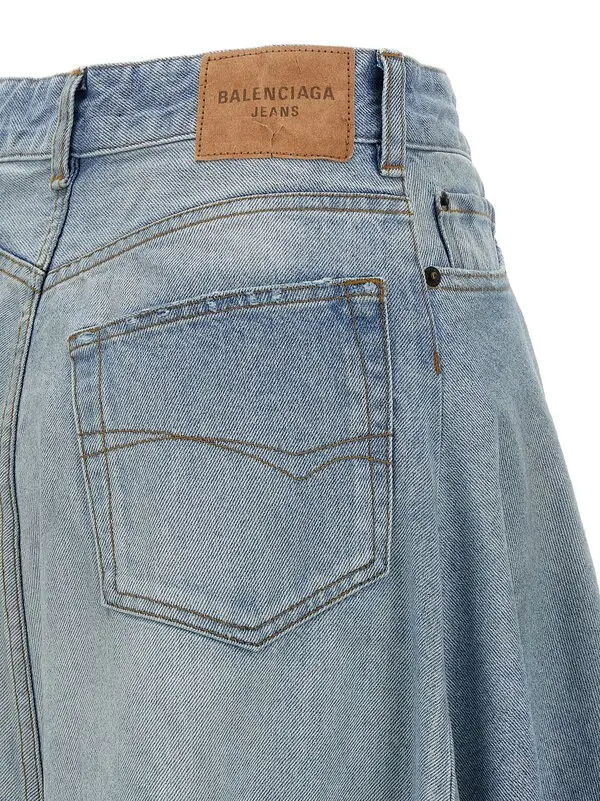 Balenciaga Godet Midi Skirt - Blue