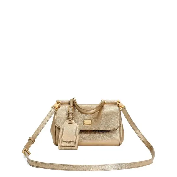Dolce & Gabbana Calfskin Top Handle Bag - Gold