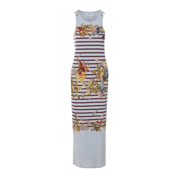 JEAN PAUL GAULTIER Striped Grape Printed Long Dress - Blue