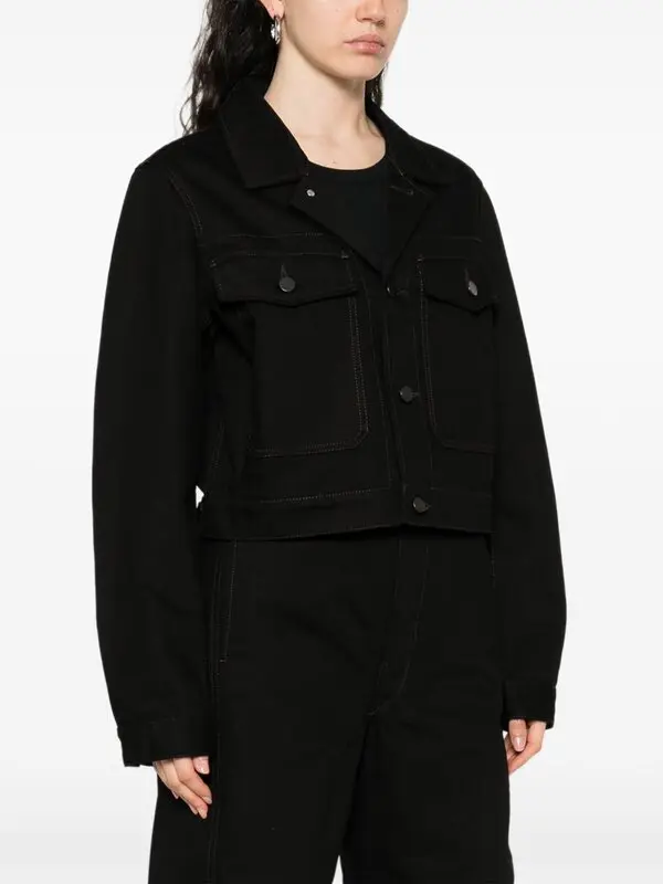 LEMAIRE Cropped Cotton Jacket With Notched Lapel - Multicolor
