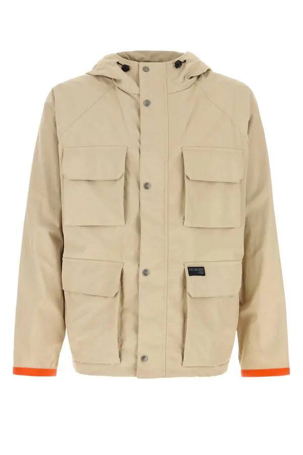 FAY Beige Nylon Windbreaker With Hood - Brown