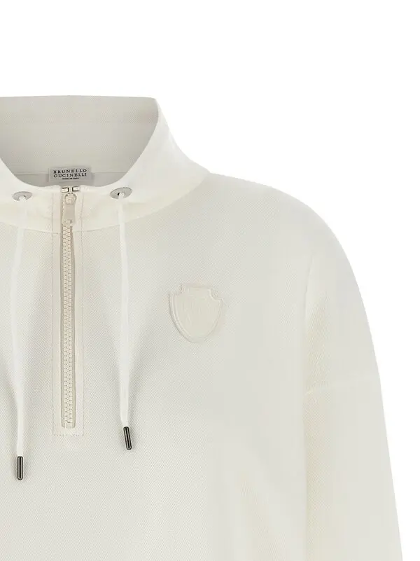 Brunello Cucinelli Cotton Piqué Sweatshirt With Heraldic Emblem