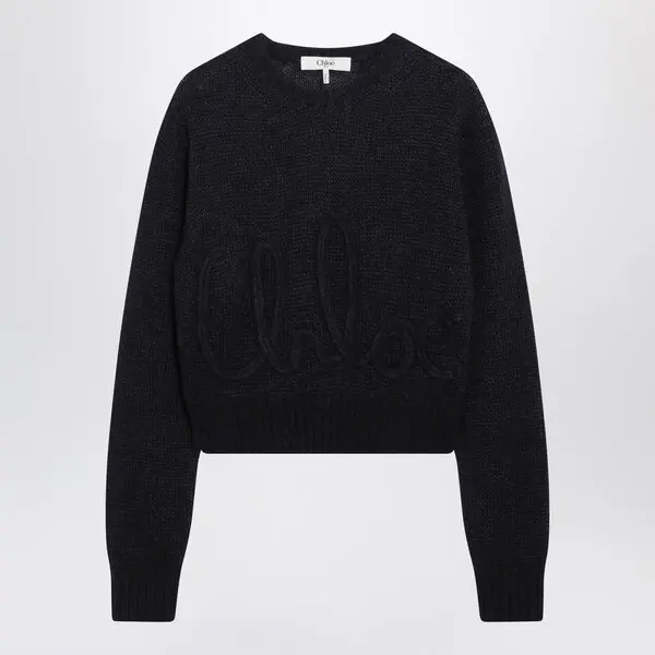 Chloé Navy Alpaca-blend Sweater - Blue
