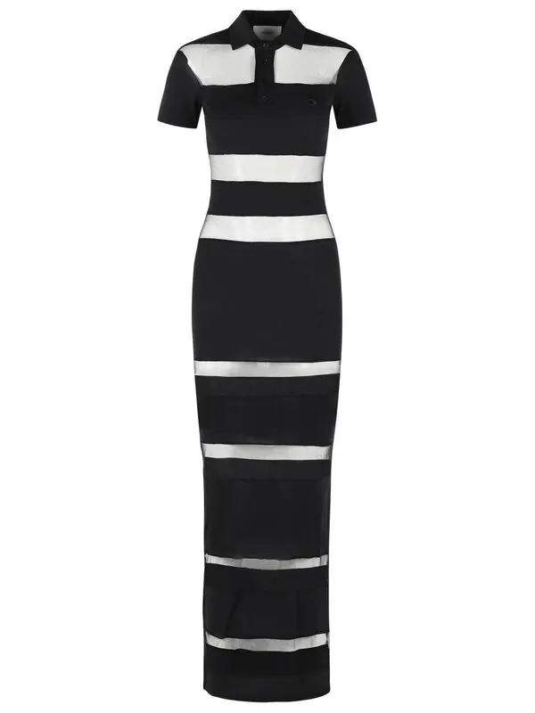 Coperni Striped Cotton Blend Sheer Insert Dress