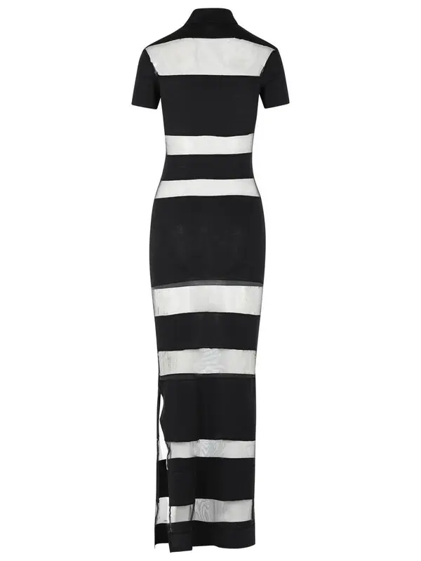 Coperni Striped Cotton Blend Sheer Insert Dress