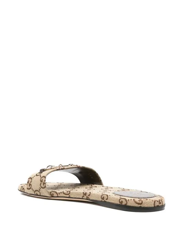 Gucci Gg Monogram Horsebit Detail Slide Sandals - Multicolor
