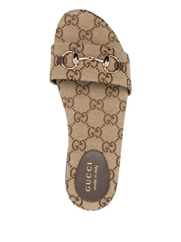 Gucci Gg Monogram Horsebit Detail Slide Sandals - Multicolor