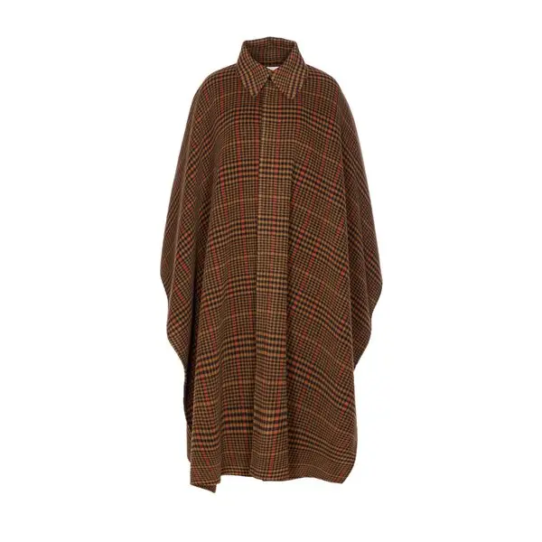 Saint Laurent Combed Wool Plaid Cape