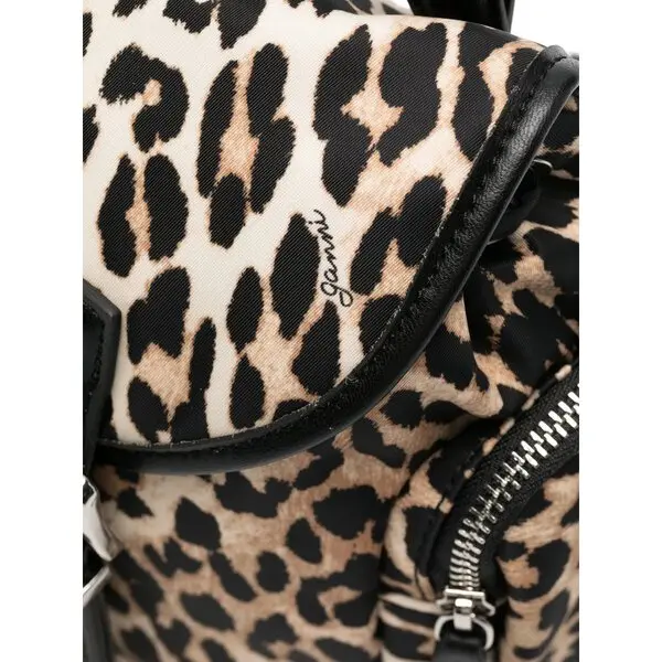 GANNI Leopard Print Backpack - Cream