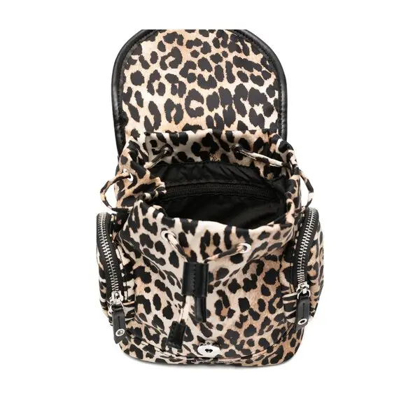 GANNI Leopard Print Backpack - Cream