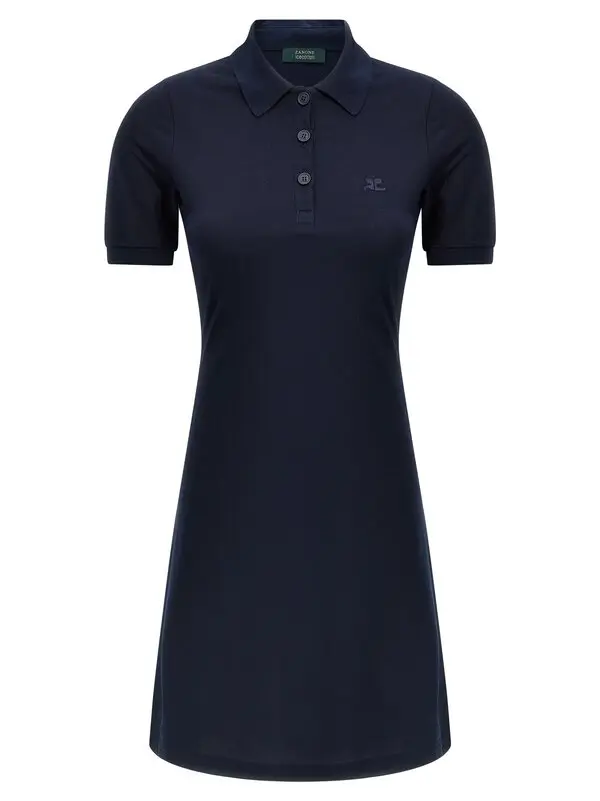 COURREGES Courrèges Piqué Cotton Polo Mini Dress - Blue