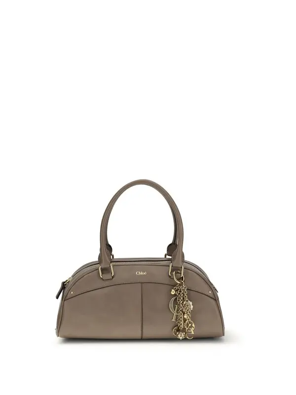 Chloé Bowling Handbag In Smooth Calfskin Leather - Gray
