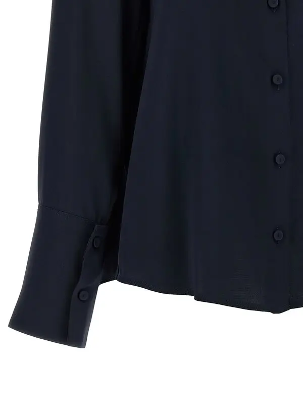 Max Mara Stretch Silk Crepe De Chine Shirt With Asymmetrical Hem - Blue