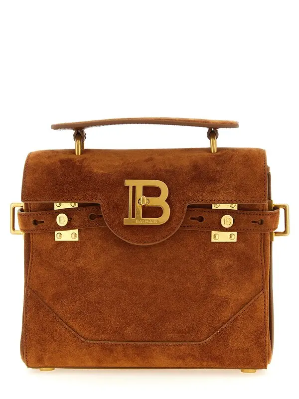 Balmain B-buzz 23 Suede Handbag - Brown