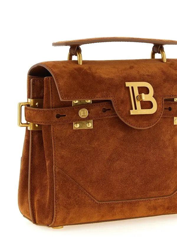 Balmain B-buzz 23 Suede Handbag - Brown