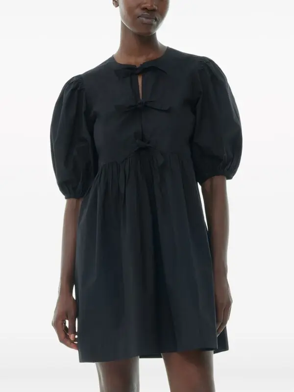 GANNI Organic Cotton Puff Sleeve Mini Dress - Multicolor