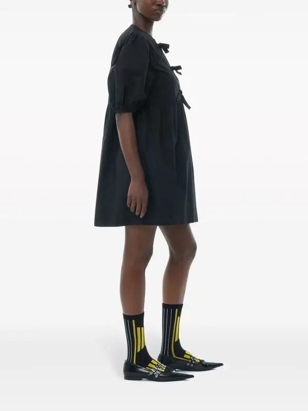GANNI Organic Cotton Puff Sleeve Mini Dress - Multicolor