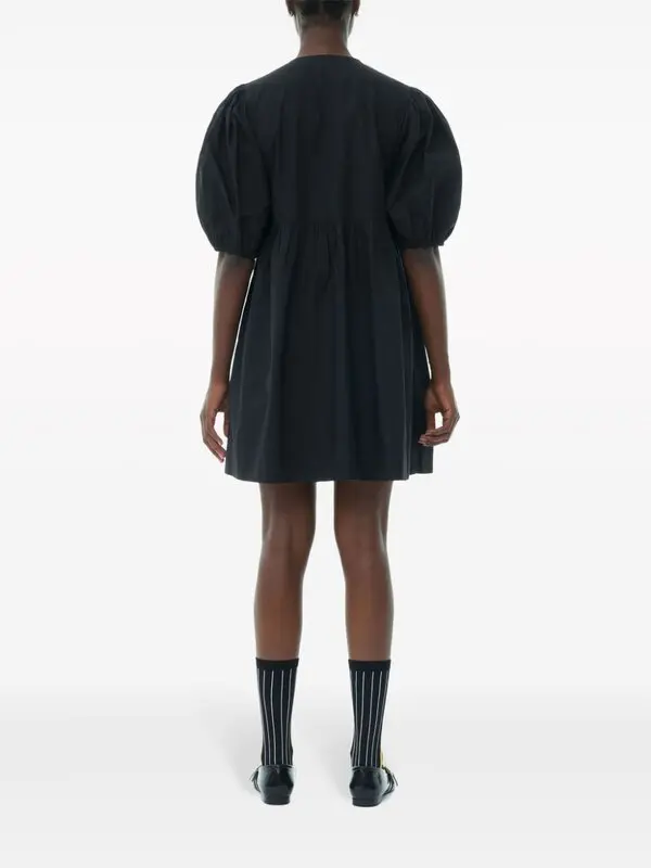 GANNI Organic Cotton Puff Sleeve Mini Dress - Multicolor
