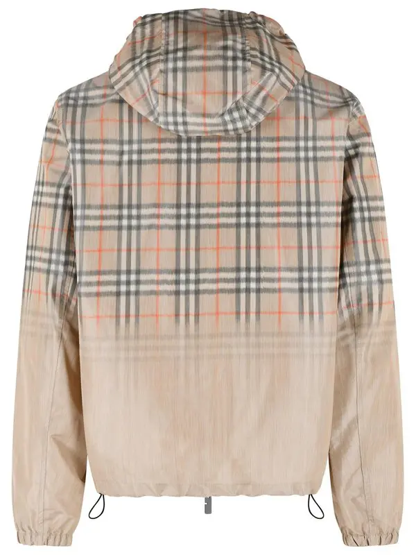 Burberry Hooded Jacket With Check Pattern - Cream
