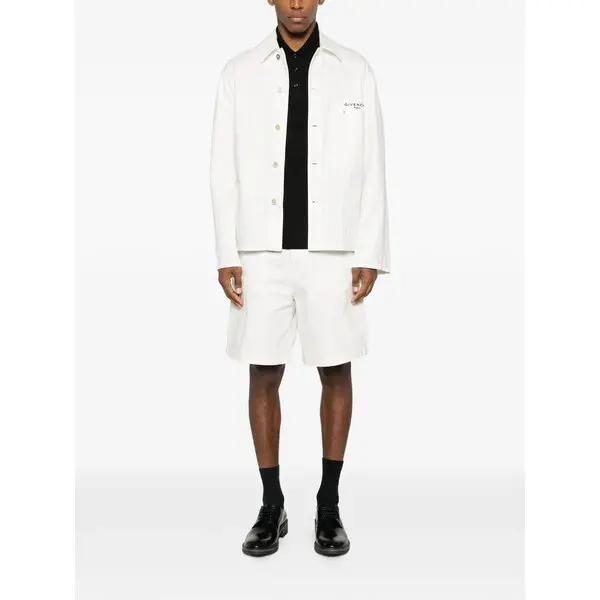 Givenchy Off-white Cotton Shirt Jacket With Logo Detail