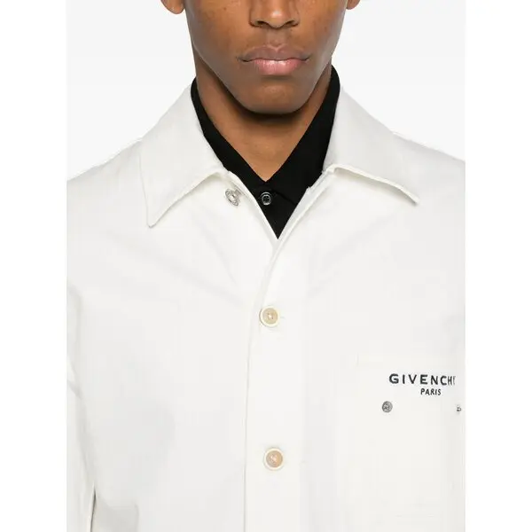 Givenchy Off-white Cotton Shirt Jacket With Logo Detail