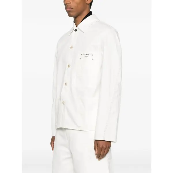 Givenchy Off-white Cotton Shirt Jacket With Logo Detail