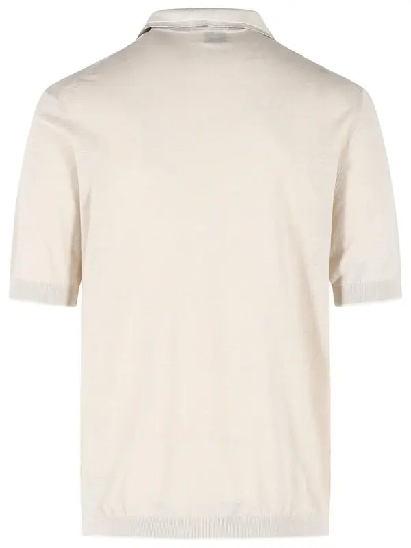 Eleventy Beige Linen Blend Polo Shirt - Cream