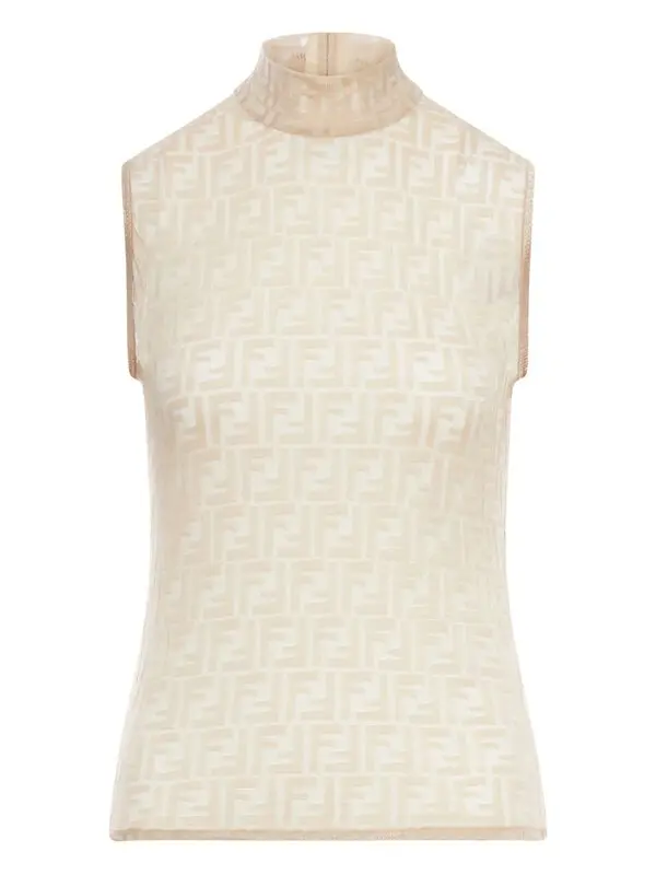Fendi Ff Pattern High Neck Sleeveless Top