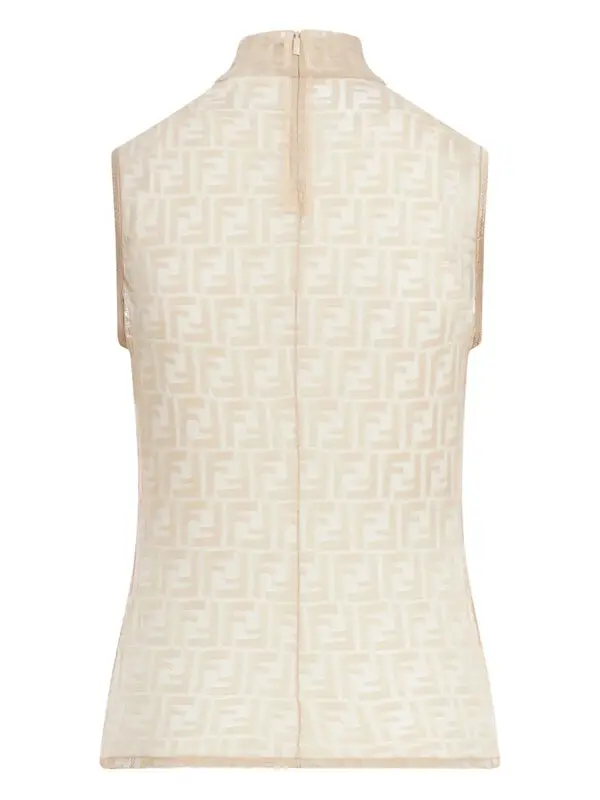 Fendi Ff Pattern High Neck Sleeveless Top