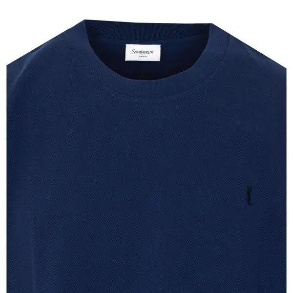 Saint Laurent Piquet Cassandre Oversize T-shirt - Blue