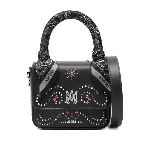 Amiri Studded Leather Mini Bag With Detachable Strap - Black