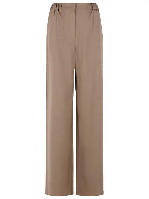 Max Mara Salpa Wide Leg Trousers In Stretch Wool - Cream
