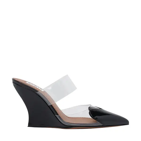 Alaïa Le Coeur Wedges Mules In Patent Leather