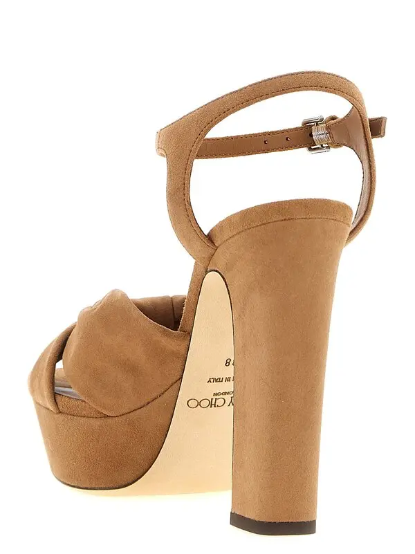 JIMMY CHOO Heloise Suede Platform Sandals - Brown